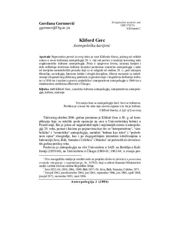 (PDF) Antropologija 2 (2006) Kliford Gerc
