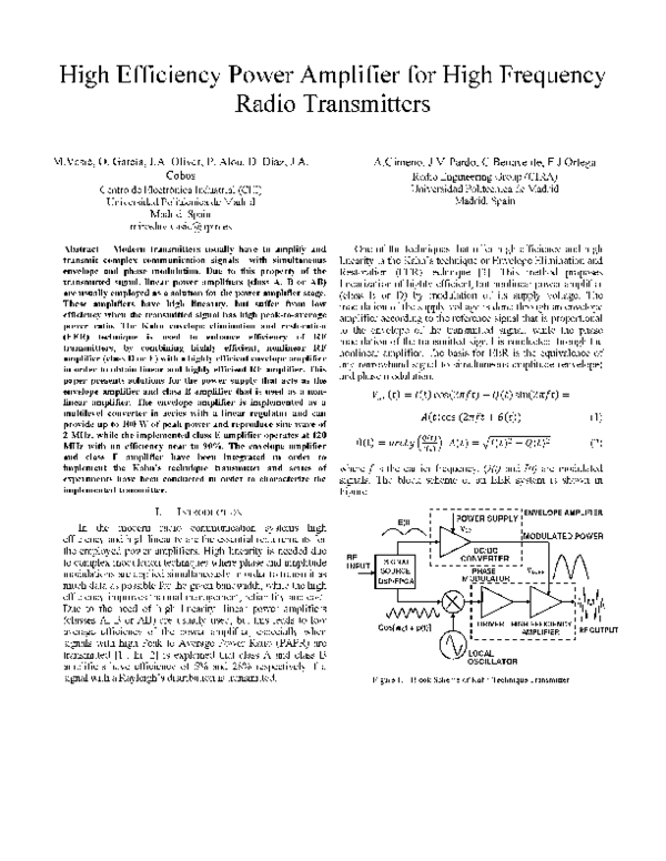 (PDF) High efficiency power amplifier for high frequency radio transmitters
