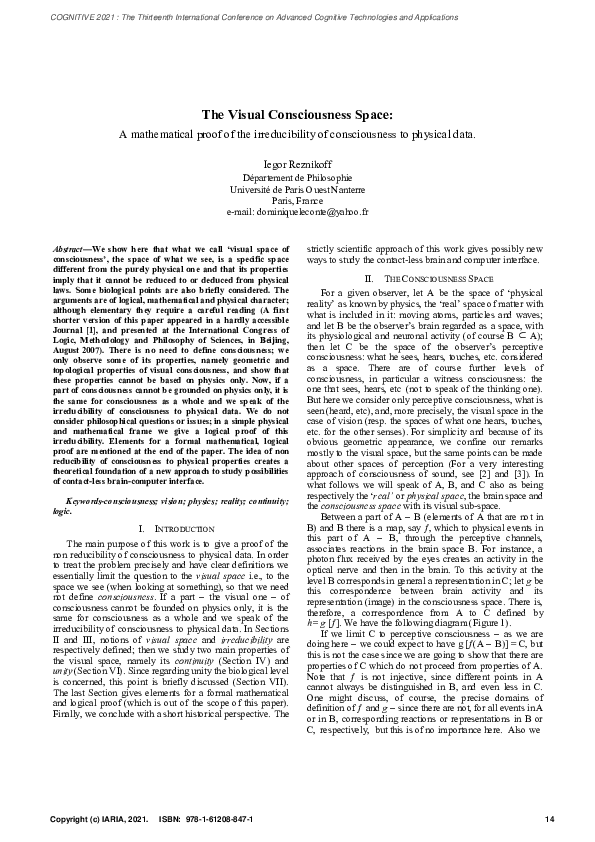 (PDF) The Visual Consciousness Space