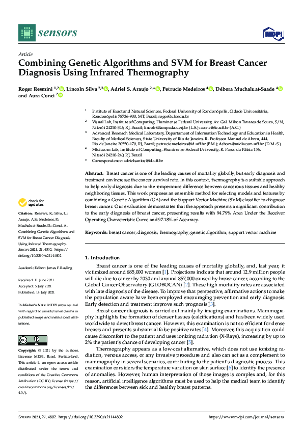 Pdf Combining Genetic Algorithms And Svm For Breast Cancer Diagnosis