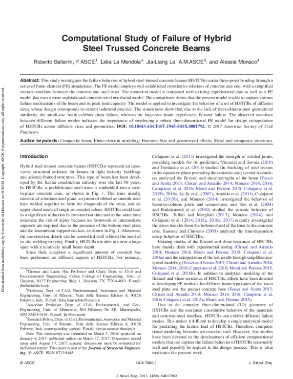 (PDF) Failure Analysis of Hybrid Steel Trussed Beams (PDF) Failure Analysis of Hybrid Steel Trussed Beams