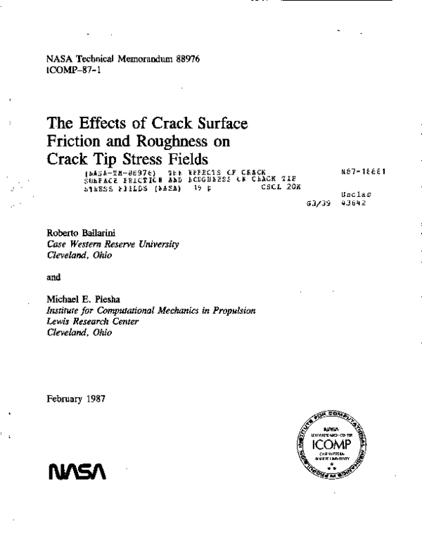 (PDF) The effects of crack surface friction and roughness on crack tip ...