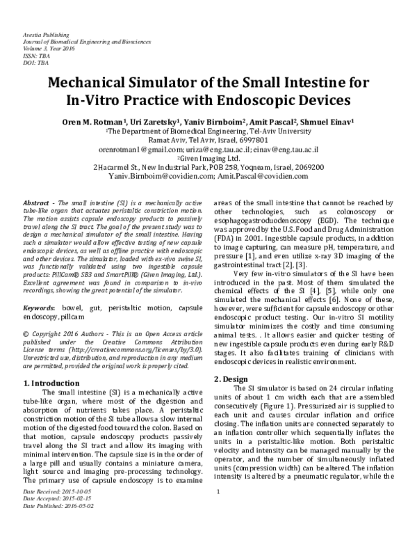 (PDF) Mechanical Simulator of the Small Intestine for In-Vitro Practice ...