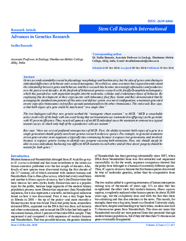 (PDF) Advances in Genetics Research