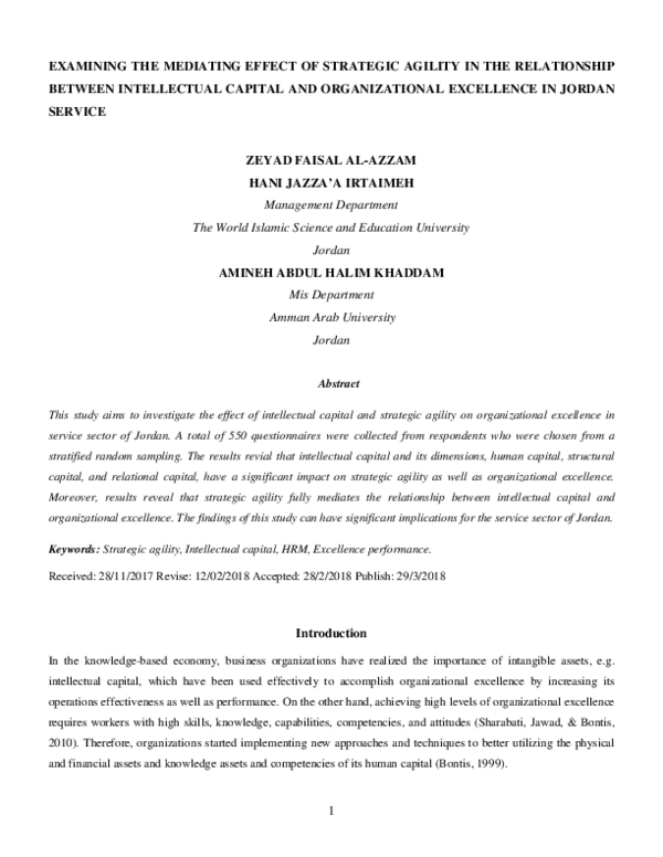 (PDF) Examining the Mediating Effect of Strategic Agility in the Relationship Between ...