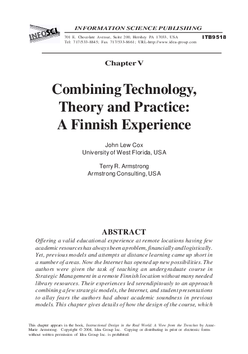 (PDF) Combining Technology, Theory and Practice