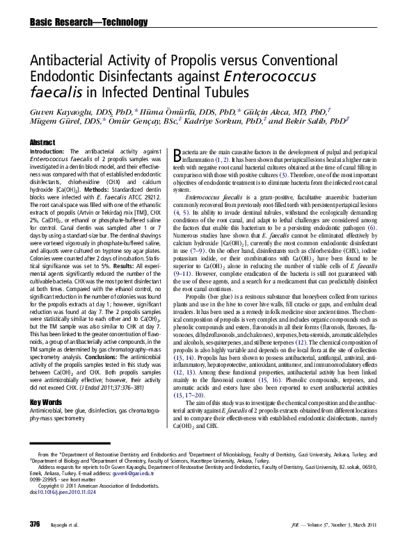 (PDF) Antibacterial Activity of Propolis versus Conventional Endodontic Disinfectants against ...