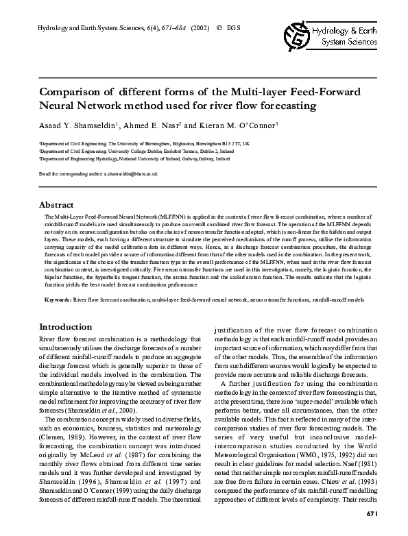 Pdf Comparison Of Different Forms Of The Multi Layer Feed Forward