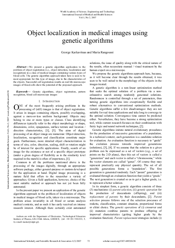 (PDF) Object Localization In Medical Images Using Genetic Algorithms