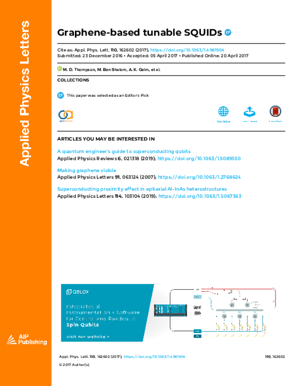 (PDF) Graphene-based tunable SQUIDs