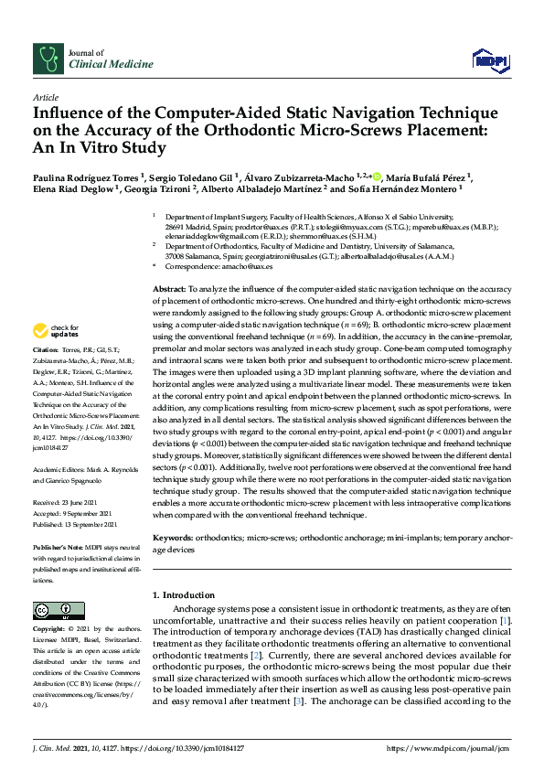 (PDF) Influence of the Computer-Aided Static Navigation Technique on the Accuracy of the ...