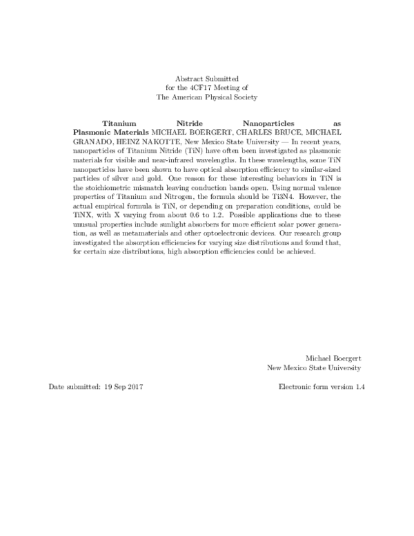 (PDF) Titanium Nitride Nanoparticles as Plasmonic Materials