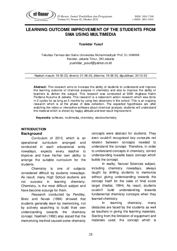 (PDF) Learning Outcome Improvement Of The Students From Sma Using Multimedia
