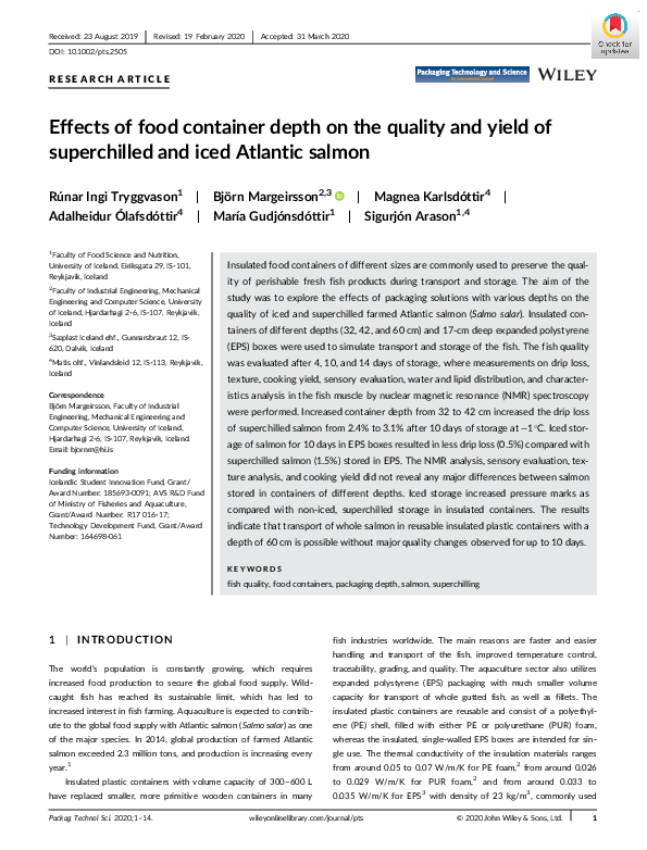 (PDF) Effects of food container depth on the quality and yield of ...