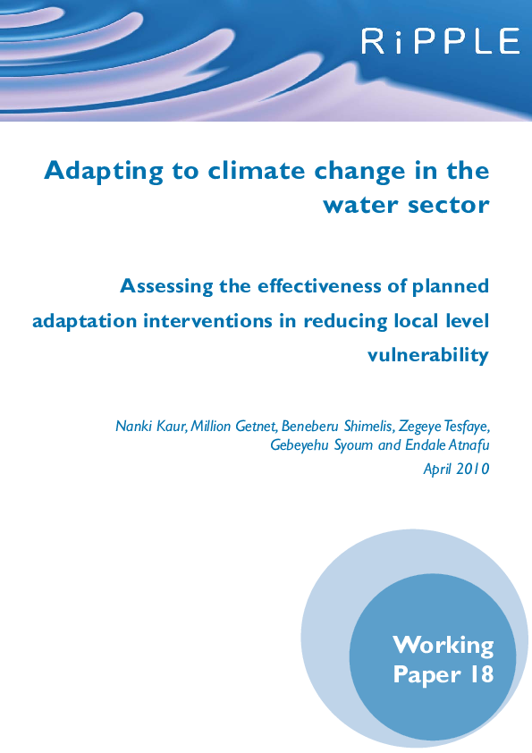 (PDF) Working Paper 18. Adapting to climate change in the water sector ...