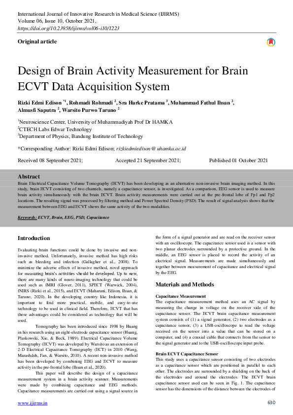 (PDF) Design of Brain Activity Measurement for Brain ECVT Data ...