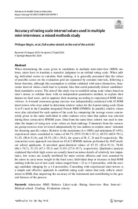 (PDF) Accuracy of rating scale interval values used in multiple mini-interviews: a mixed methods ...