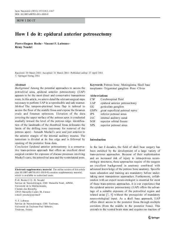 (PDF) How I do it: epidural anterior petrosectomy