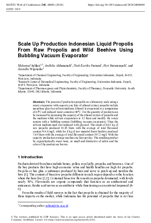 (PDF) Scale Up Production Indonesian Liquid Propolis From Raw Propolis ...