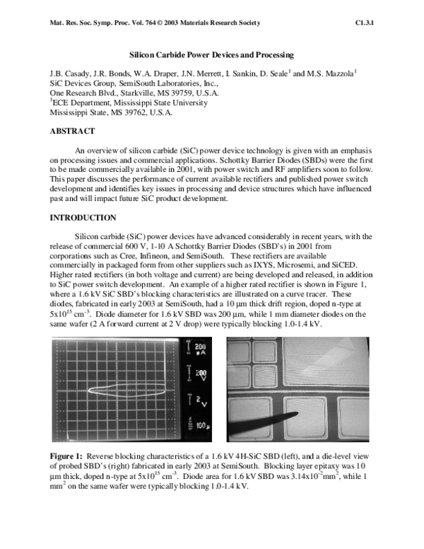 (PDF) Silicon Carbide Power Devices and Processing