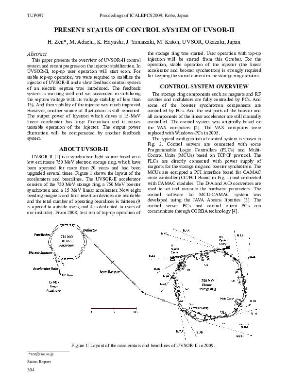 (PDF) Present Status of Control System of Uvsor-II | Masahiro Adachi ...