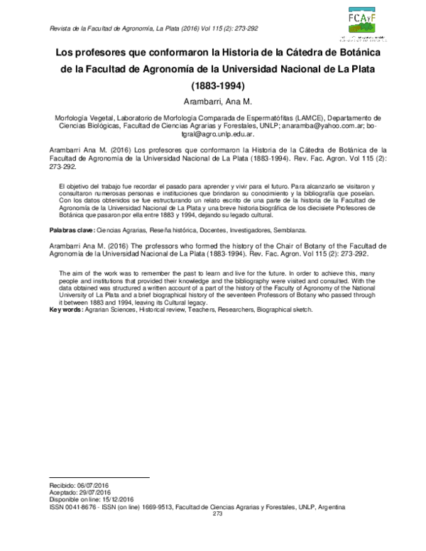 (PDF) HISTORY REV FAC AGRON UNLP
