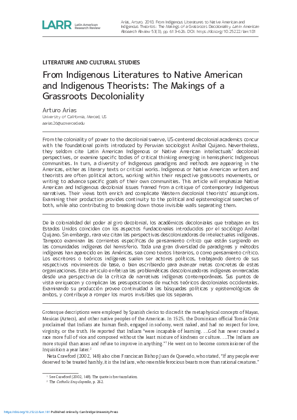 (PDF) From Indigenous Literatures to Native American and Indigenous ...