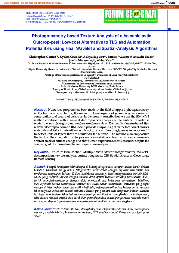 (PDF) Photogrammetry-based Texture Analysis of a Volcaniclastic Outcrop-peel: Low-cost ...