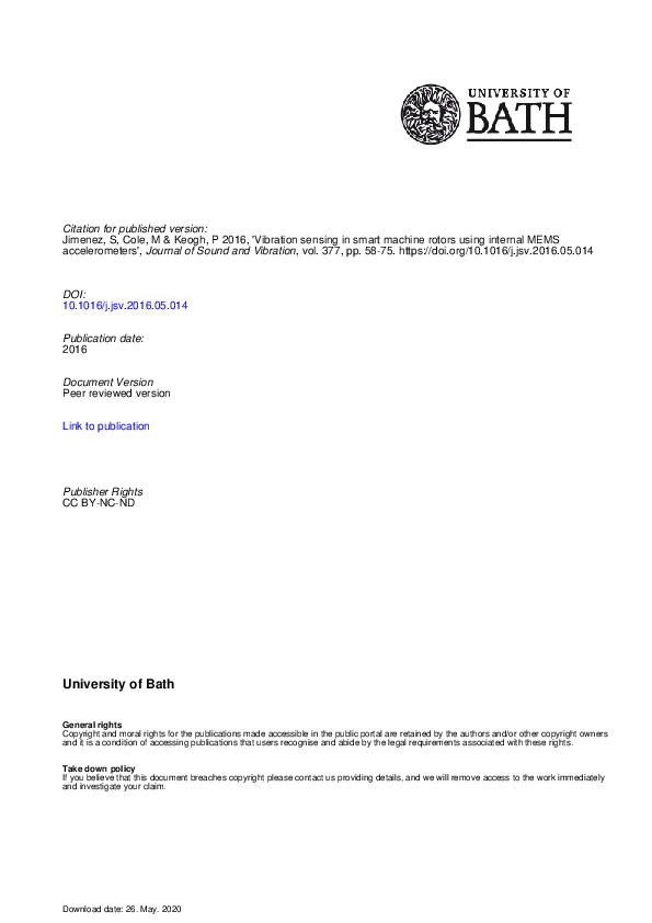 Pdf Vibration Sensing In Smart Machine Rotors Using Internal Mems Accelerometers