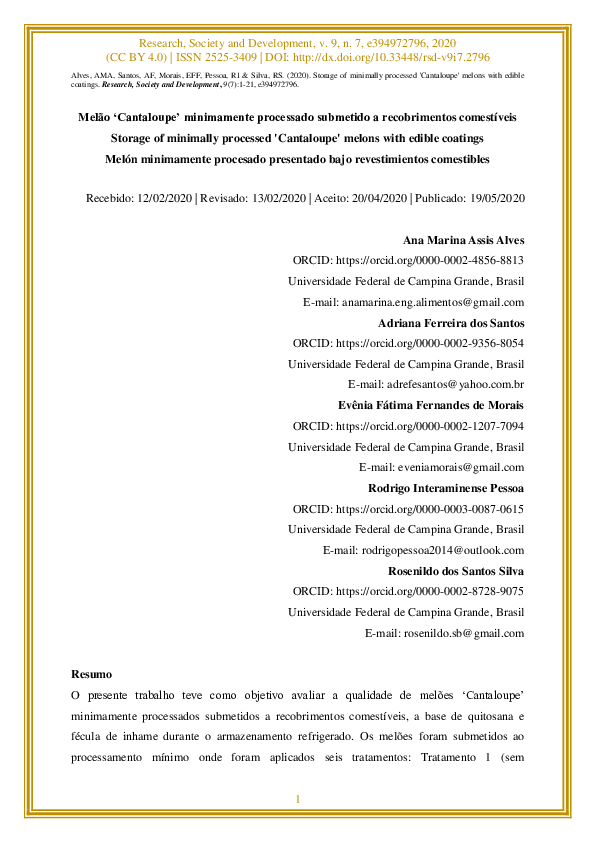 (PDF) Melão ‘Cantaloupe’ minimamente processado submetido a ...