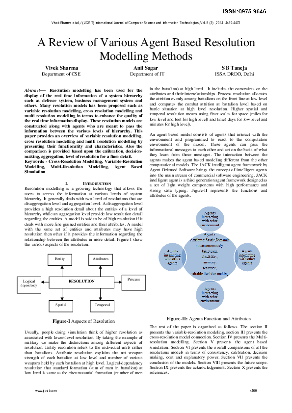 (PDF) A Review of Various Agent Based Resolution Modelling Methods