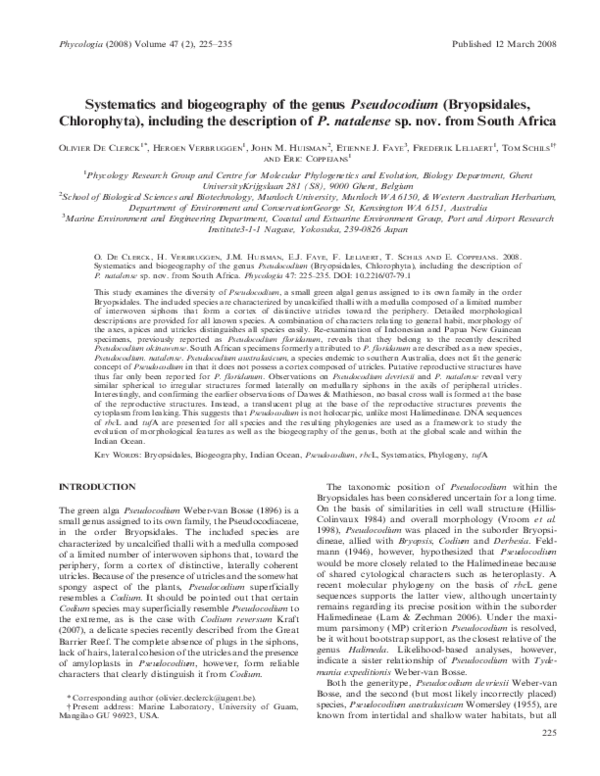 (PDF) Systematics and biogeography of the genus Pseudocodium ...