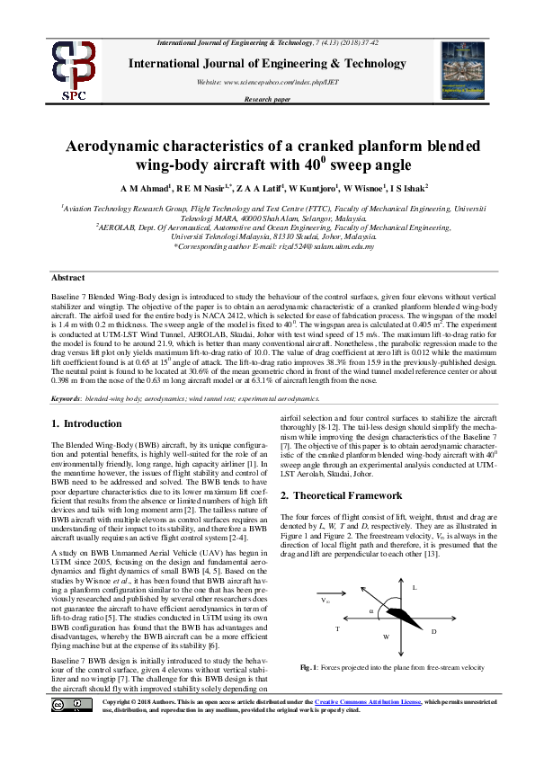 (PDF) Aerodynamic characteristics of a cranked planform blended wing ...