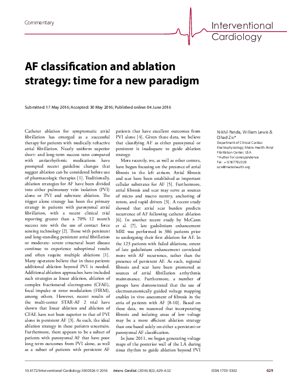 (PDF) AF classification and ablation strategy: time for a new paradigm