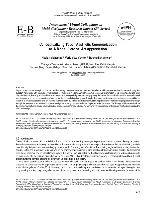 (PDF) Conceptualizing Touch Aesthetic Communication as a Model ...