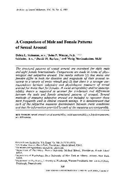 (PDF) A comparison of male and female patterns of sexual arousal