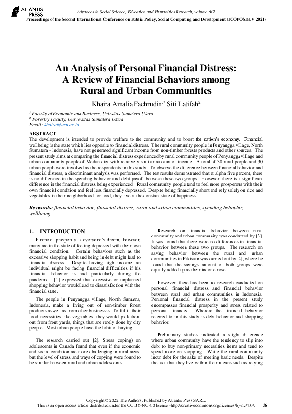 (PDF) An Analysis of Personal Financial Distress: A Review of Financial ...