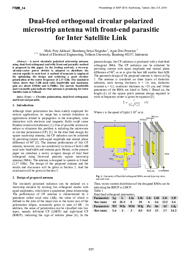 (PDF) Dual-feed orthogonal circular polarized microstrip antenna with ...