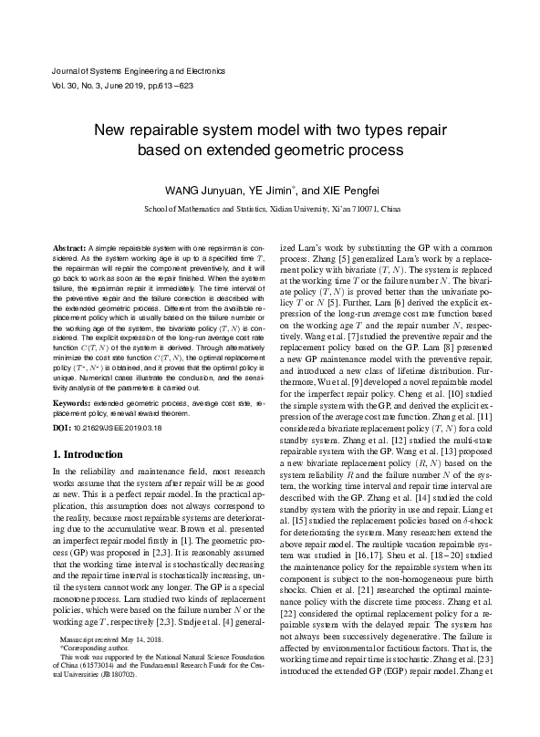 (PDF) New repairable system model with two types repair based on ...