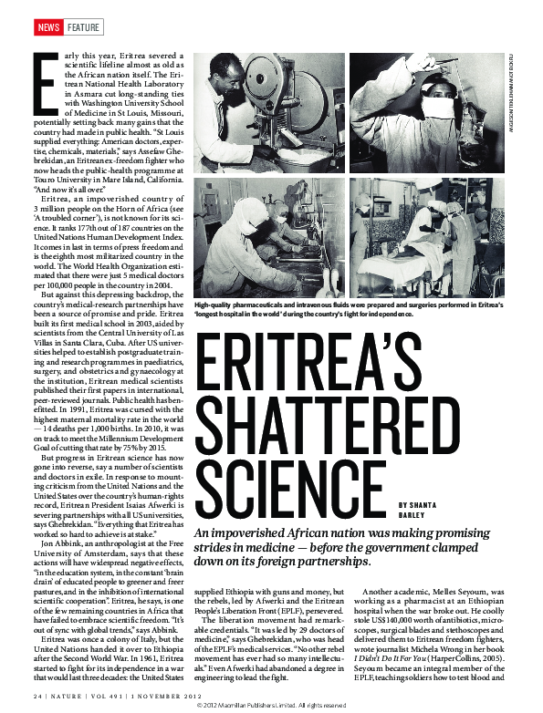 (PDF) Science in the developing world: Eritrea's shattered science