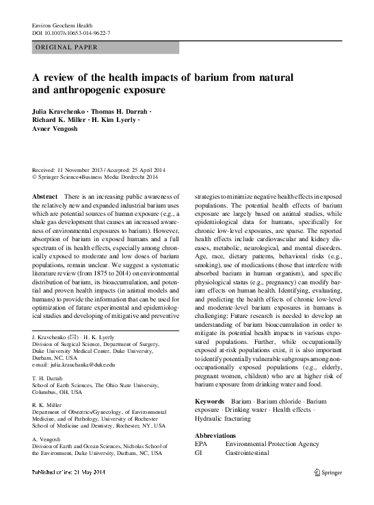 (PDF) A review of the health impacts of barium from natural and ...