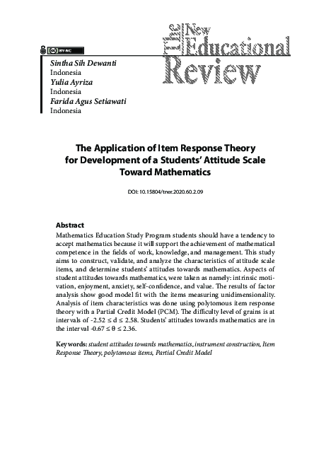 (PDF) The Application of Item Response Theory for Development of a ...