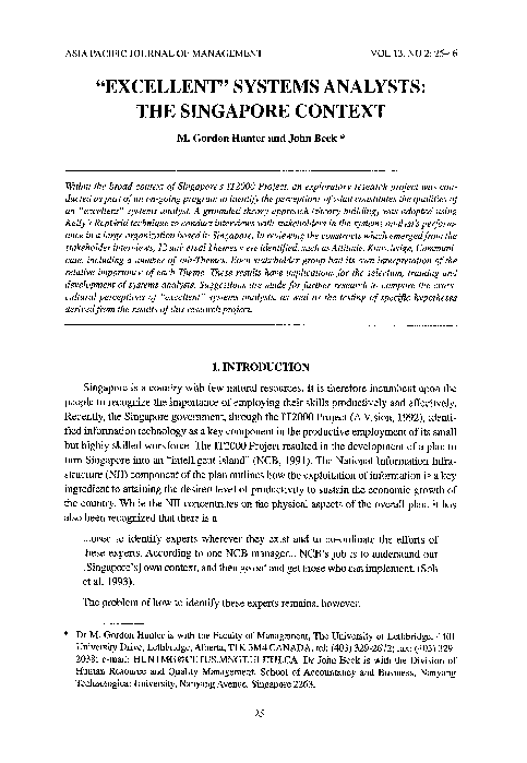 (PDF) “Excellent” systems analysis: The Singapore context