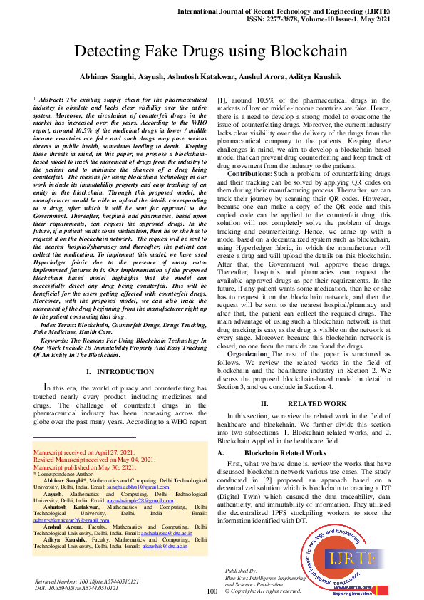 (PDF) Detecting Fake Drugs using Blockchain