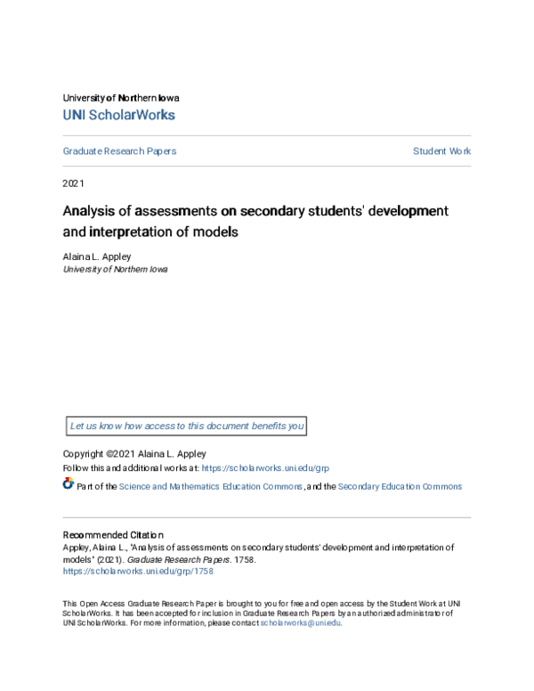 (PDF) Analysis of assessments on secondary students\u27 development and ...