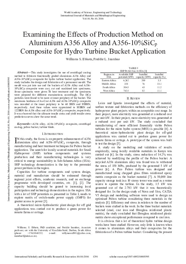 (PDF) Examining The Effects Of Production Method On Aluminium A356 Alloy And A356-10%Sicp ...