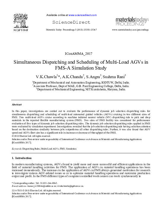 (PDF) Simultaneous Dispatching and Scheduling of Multi-Load AGVs in FMS-A Simulation Study ...