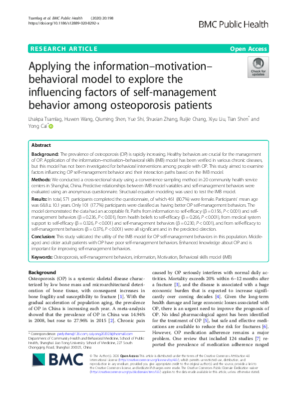 (PDF) Applying the information–motivation–behavioral model to explore ...