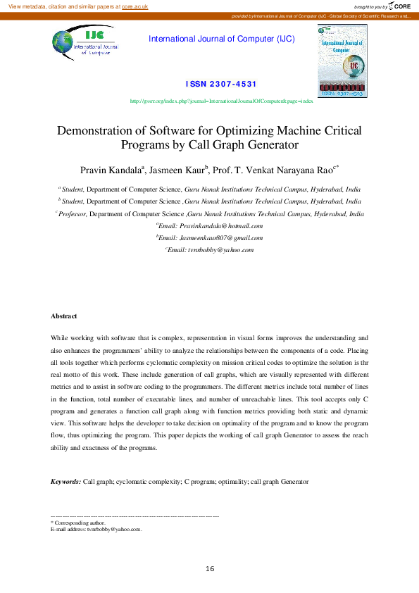 (PDF) Demonstration of Software for Optimizing Machine Critical ...