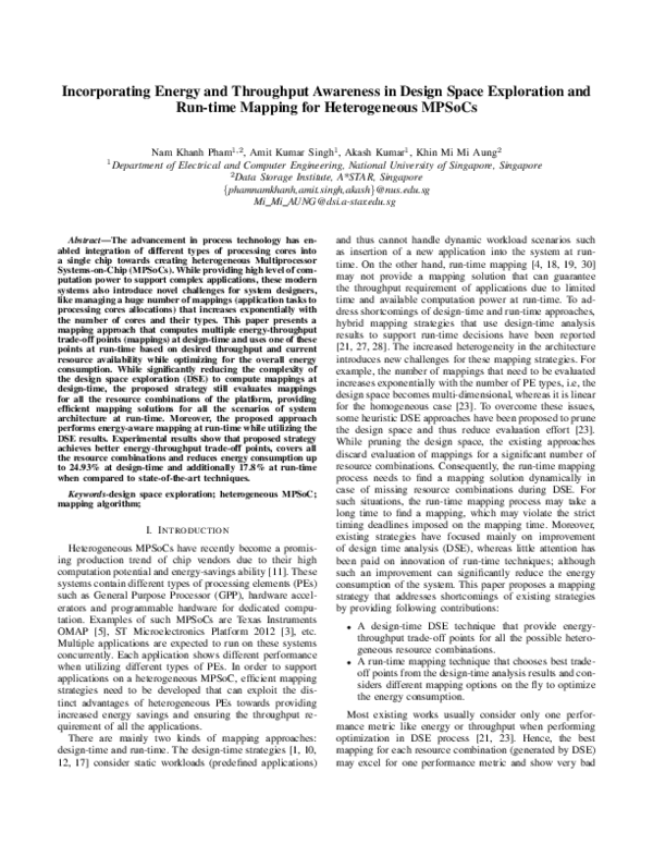 (PDF) Incorporating Energy and Throughput Awareness in Design Space Exploration and Run-Time ...